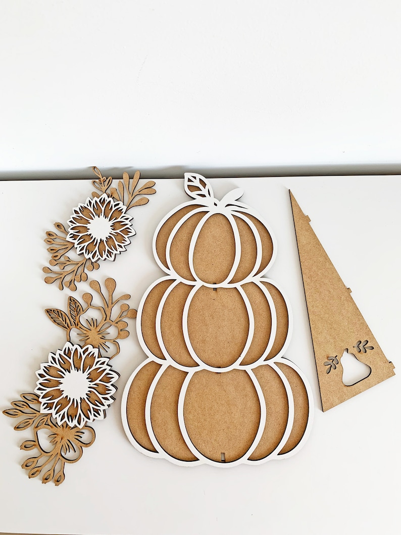 Floral Stacked Pumpkins SVG, Farmhouse Fall Decor Laser Cut File ...