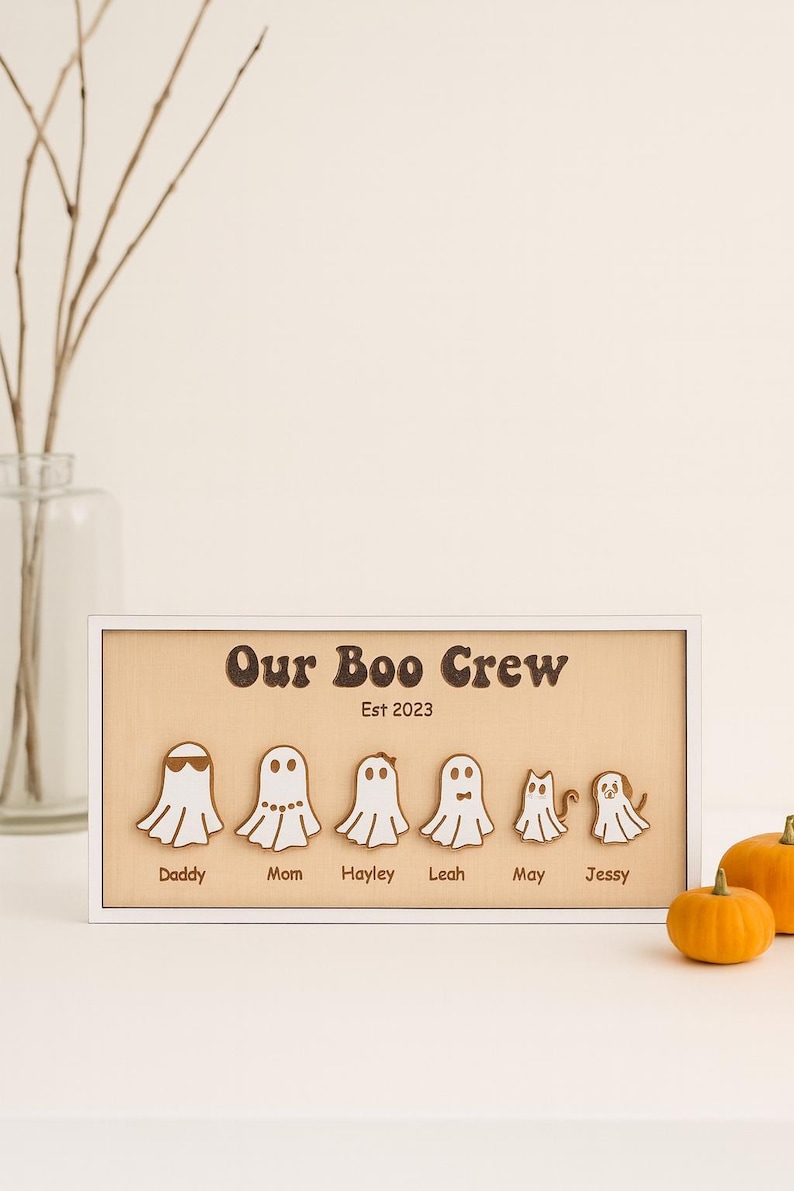 Our Boo Crew Sign SVG, Halloween Ghost Family Sign, Personalized Laser ...