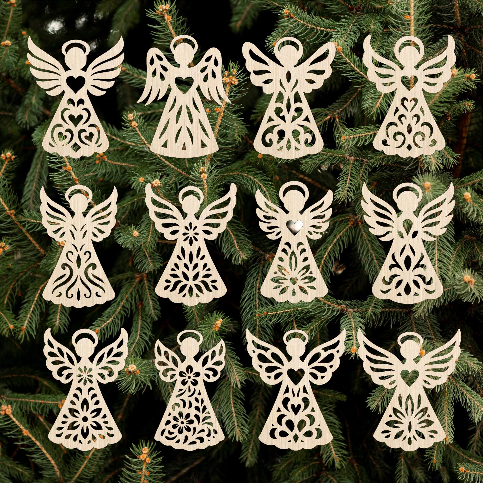 Filigree Christmas Angel SVG Bundle, 12 Lace Ornaments Laser Cut Files ...