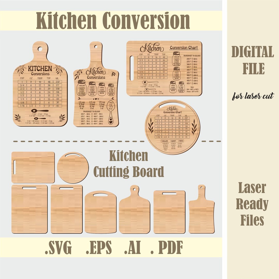 Kitchen Conversions SVG Bundle, Kitchen Conversion Chart Laser Cut File ...