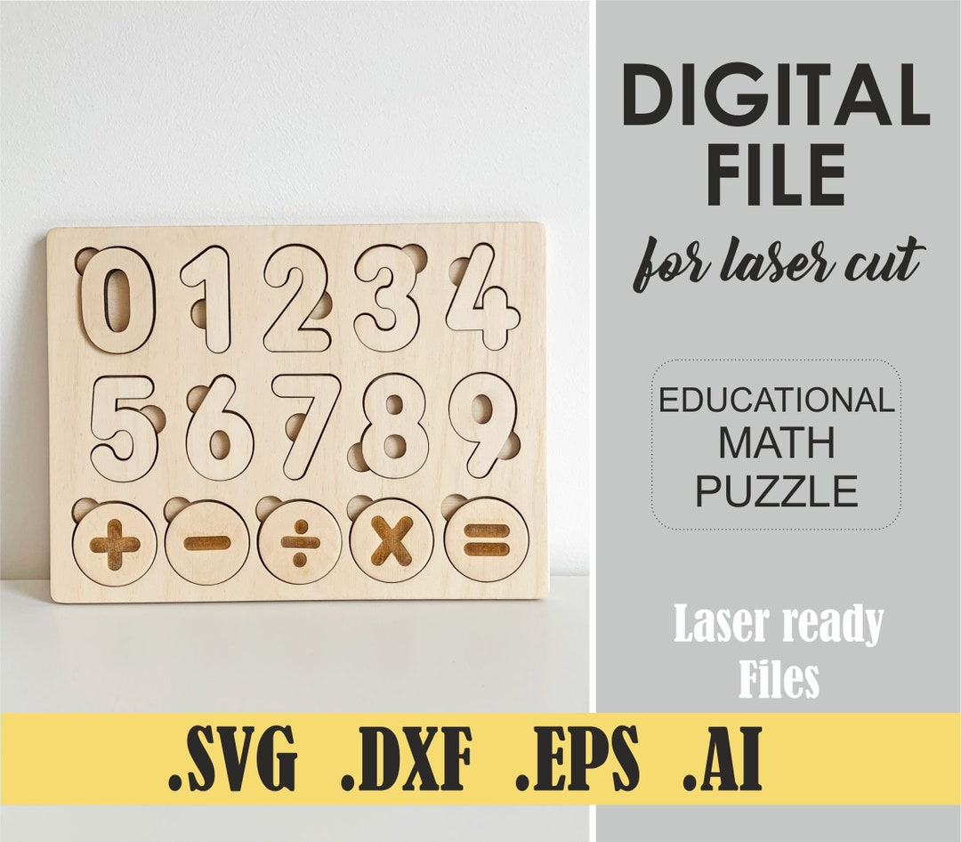 Kids Educational Math Puzzle, Digital Cut Files, Laser Cut Files SVG ...