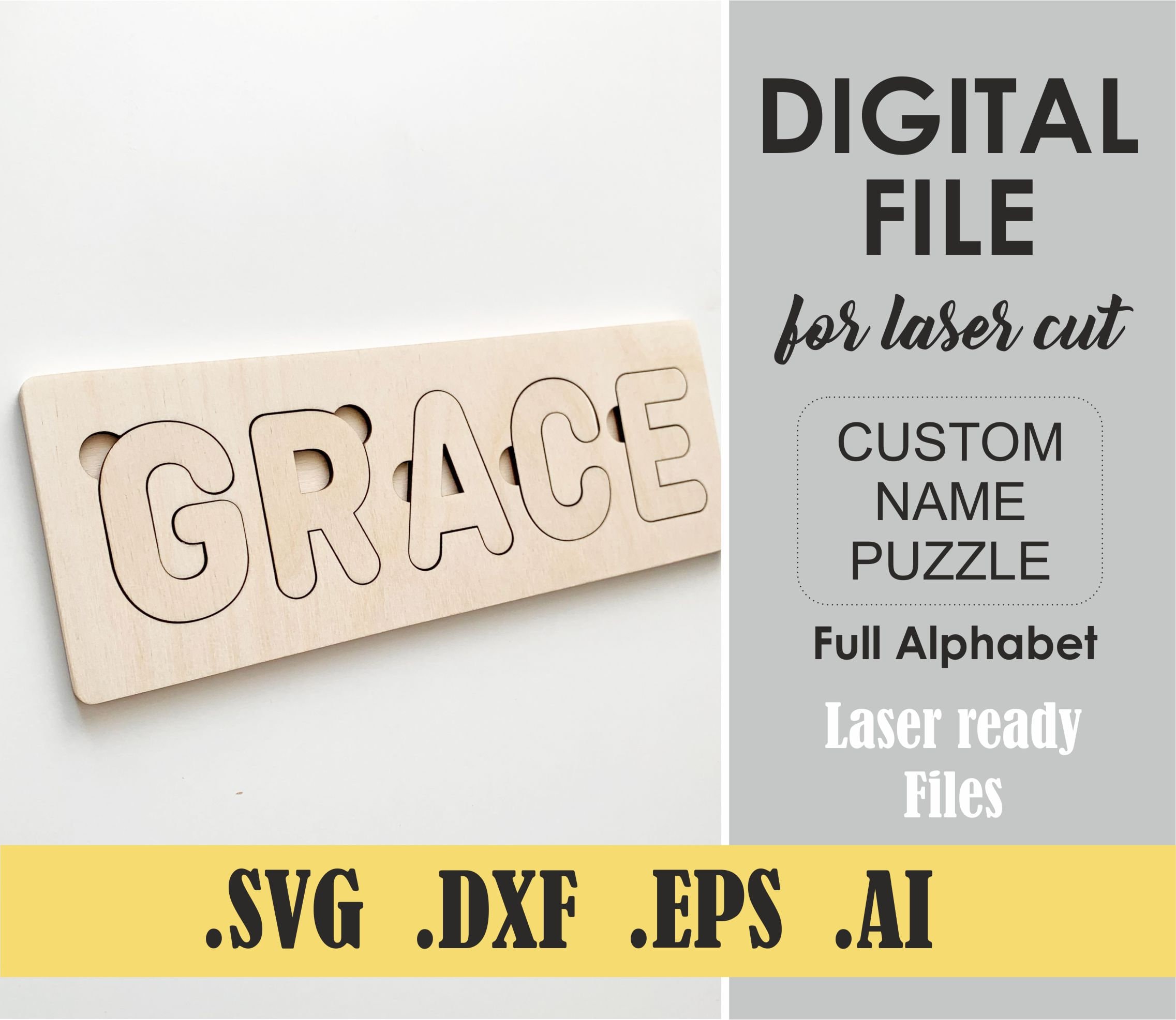 Laser Cut Files, Name Puzzle Digital Cut Files SVG, DXF, DWG, Ai ...
