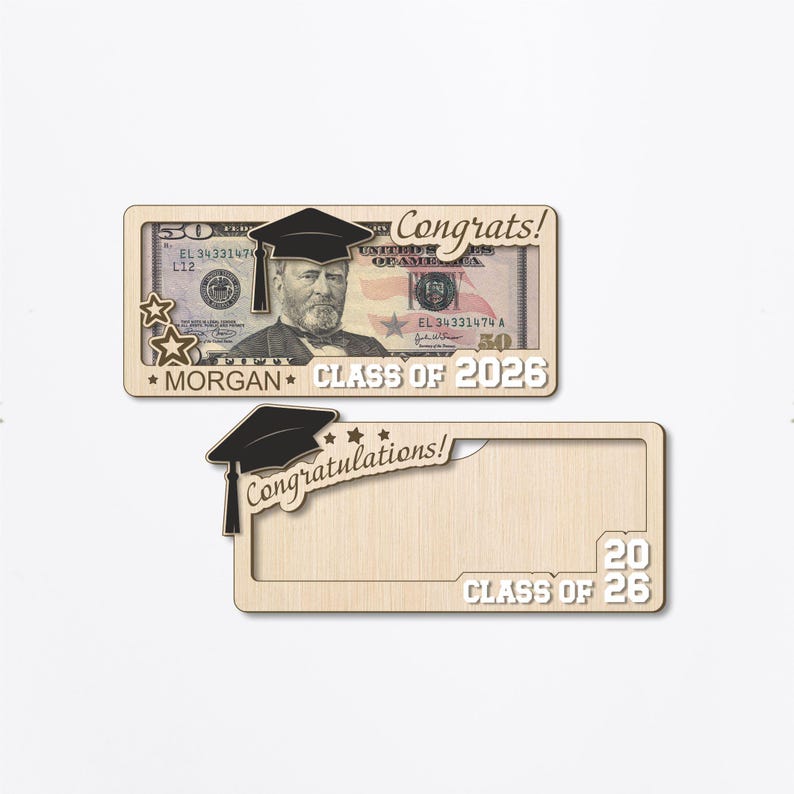Graduation Money Holder SVG Bundle, Class of 2026 Cash Holder Laser Cut ...