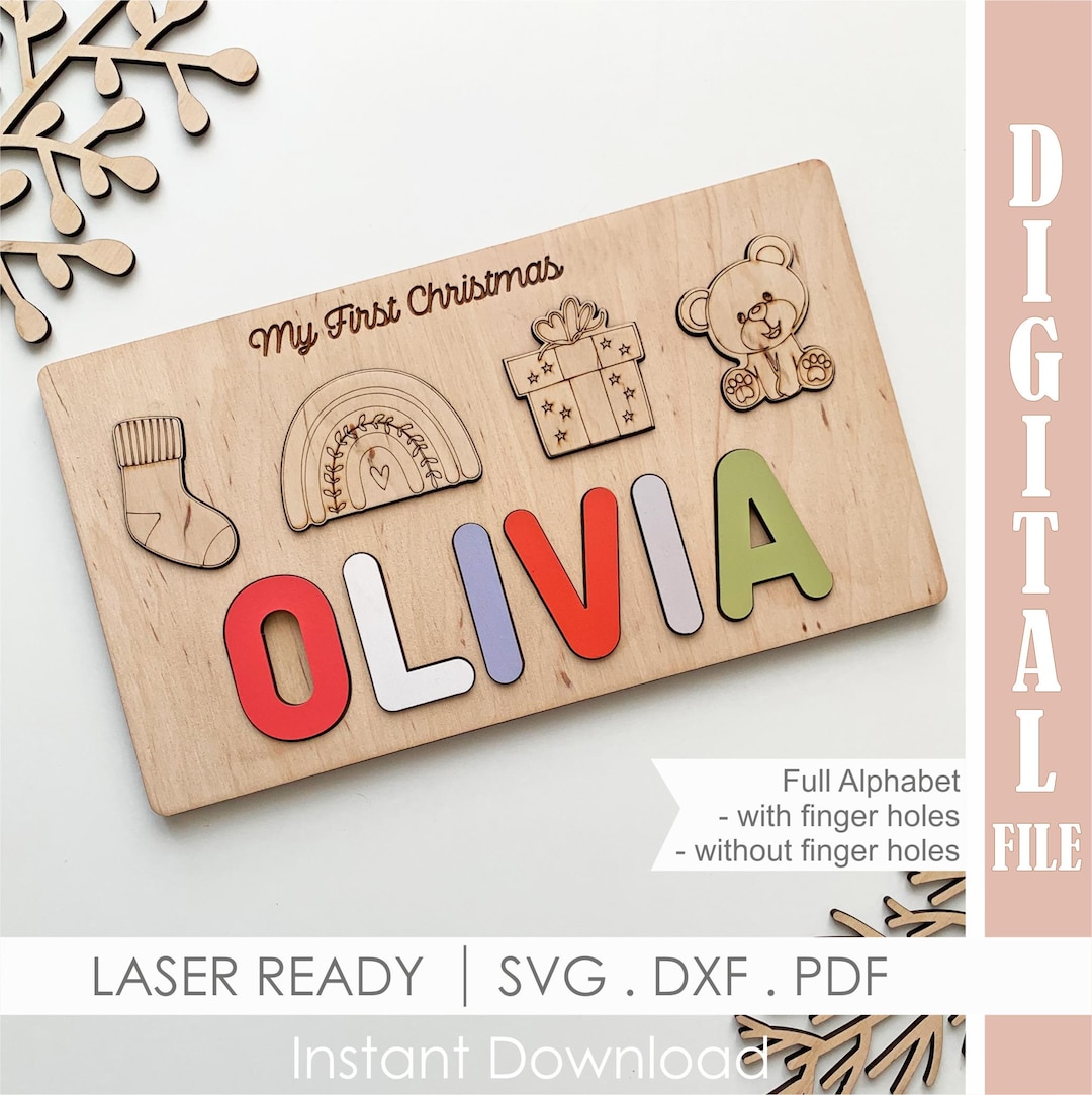 Christmas Name Puzzle SVG, Baby First Christmas Gift, Personalized Name ...