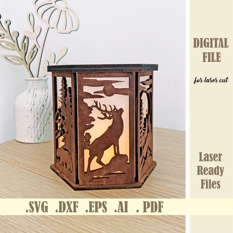 Trees and Deer Tea Light - Etsy