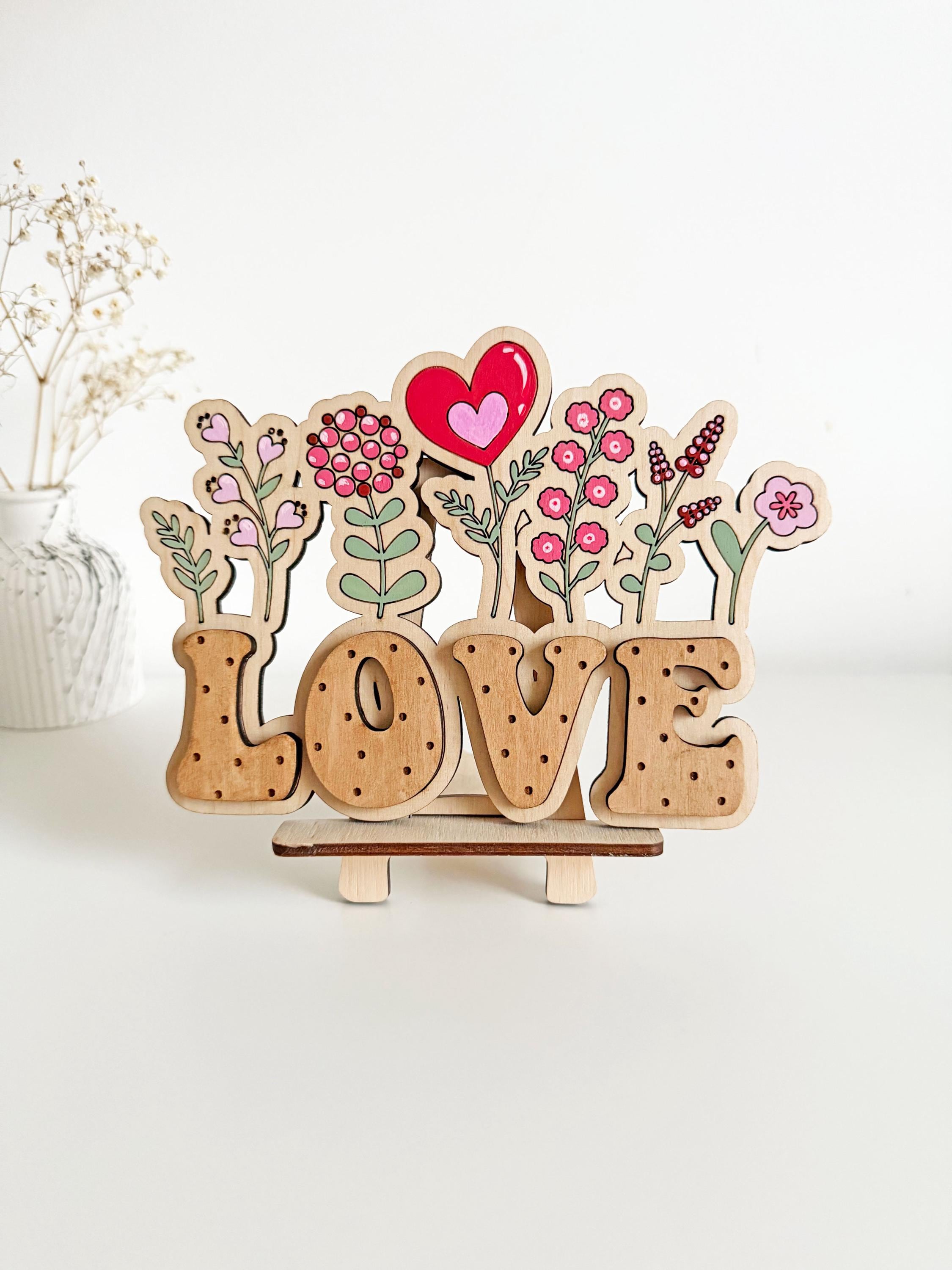 Flower Love Sign SVG, Valentines Day Floral Layered Laser Cut File, You ...