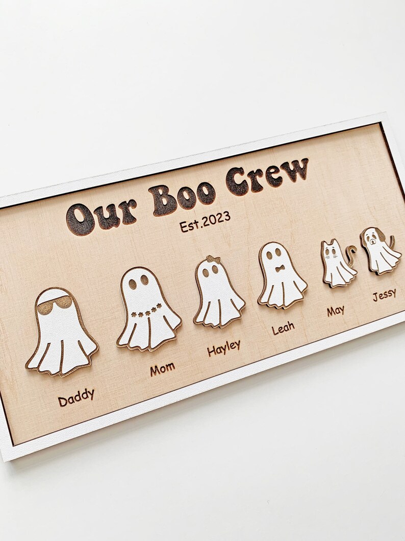 Our Boo Crew Sign SVG, Halloween Ghost Family Sign, Personalized Laser ...