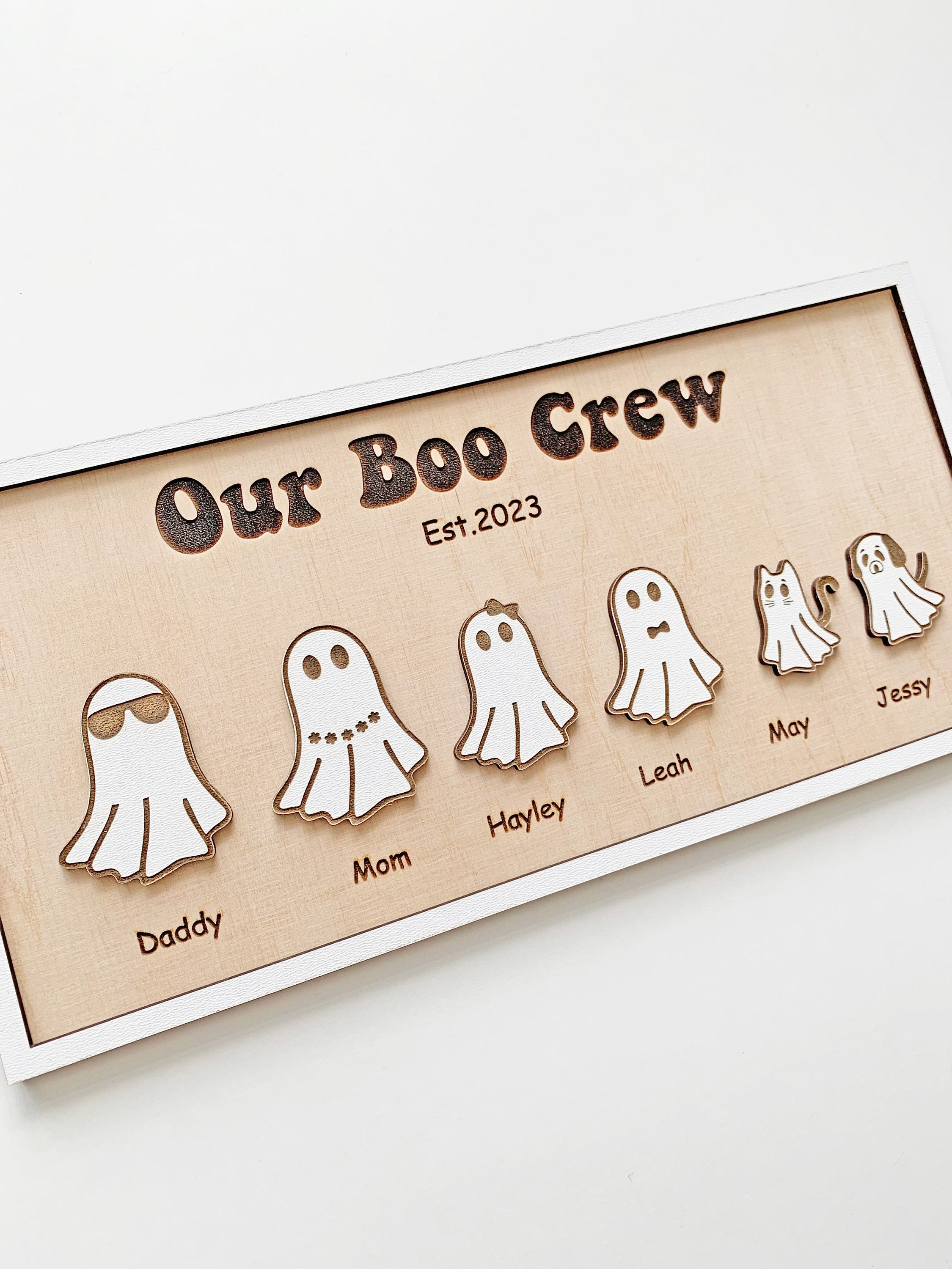 Our Boo Crew Sign SVG, Halloween Ghost Family Sign, Personalized Laser ...