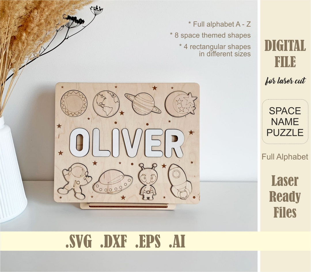 Laser Cut File Space Name Puzzle SVG Glowforge Digital Download, Kids ...