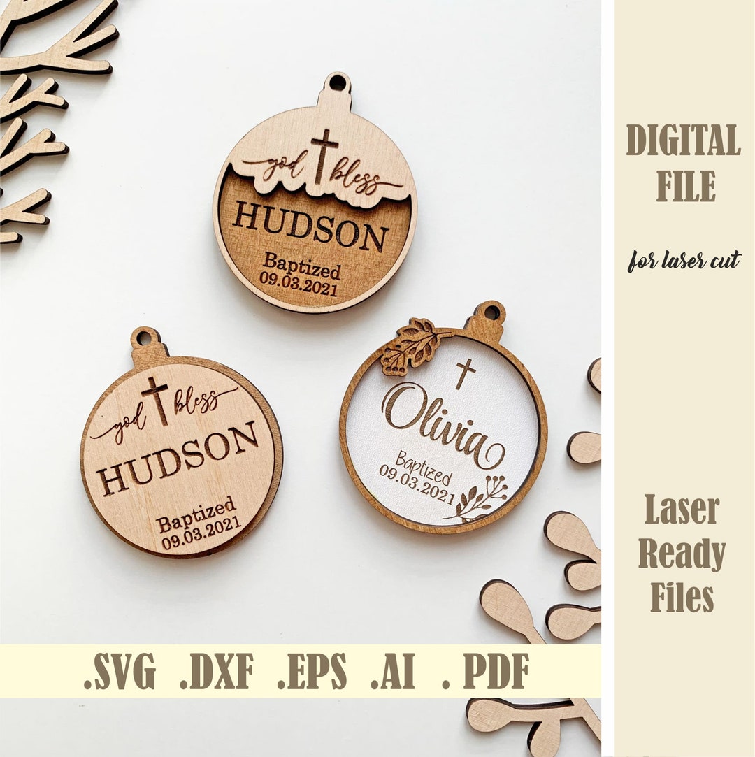 Baptism Ornament SVG, Baptism Christmas Tree Ornament SVG Laser Cut ...