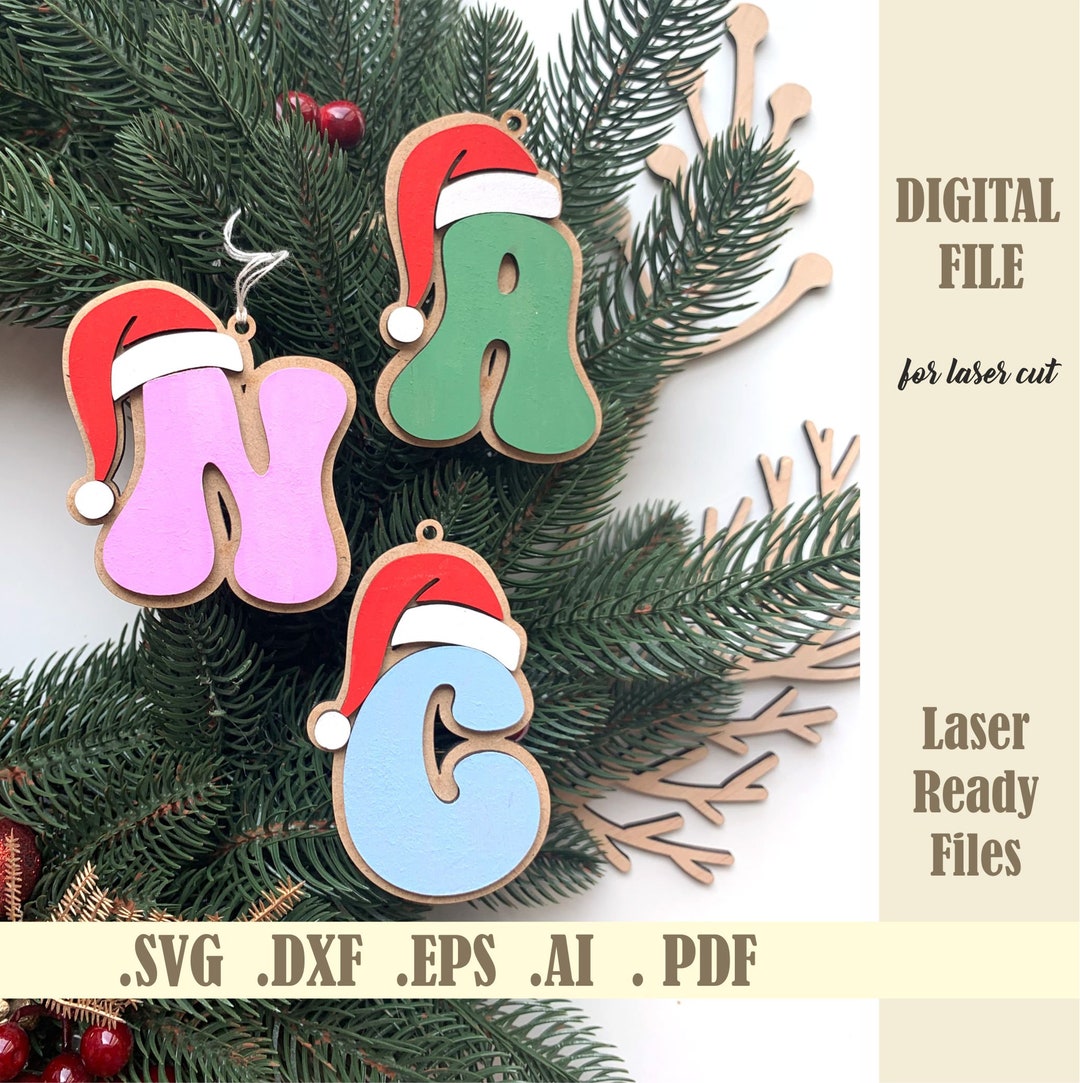 Christmas Alphabet Ornament SVG, Christmas Initial Tag, Christmas ...
