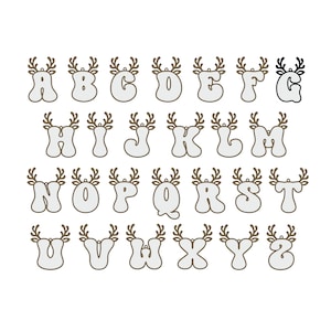 Christmas Reindeer Alphabet Ornament SVG, Christmas Deer Initial Tag ...