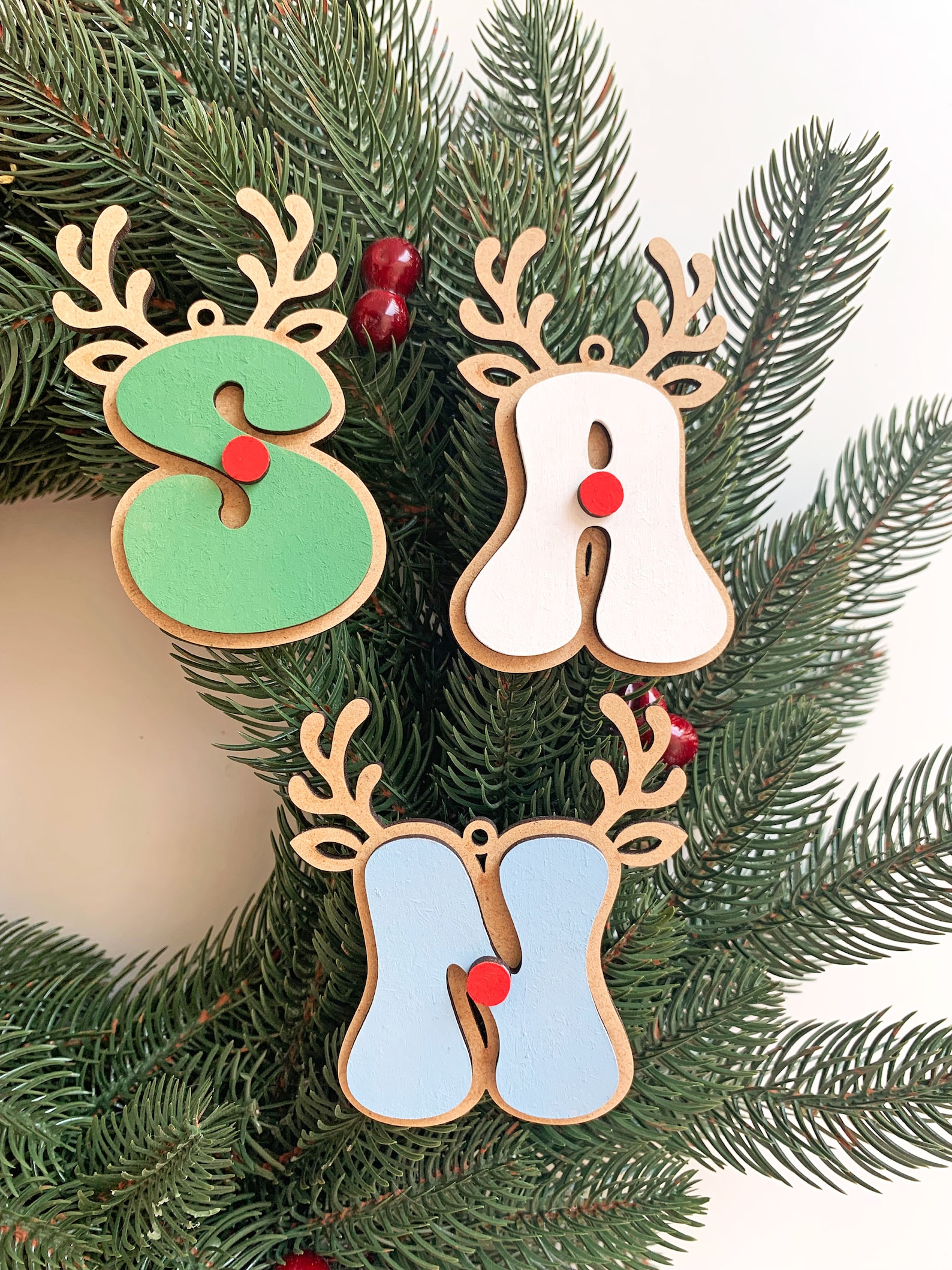 Christmas Reindeer Alphabet Ornament SVG, Christmas Deer Initial Tag ...