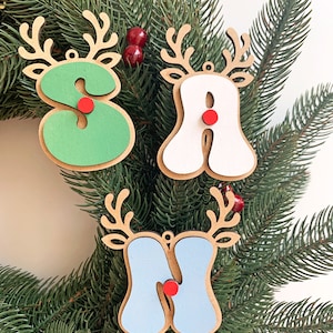 Christmas Reindeer Alphabet Ornament SVG, Christmas Deer Initial Tag ...