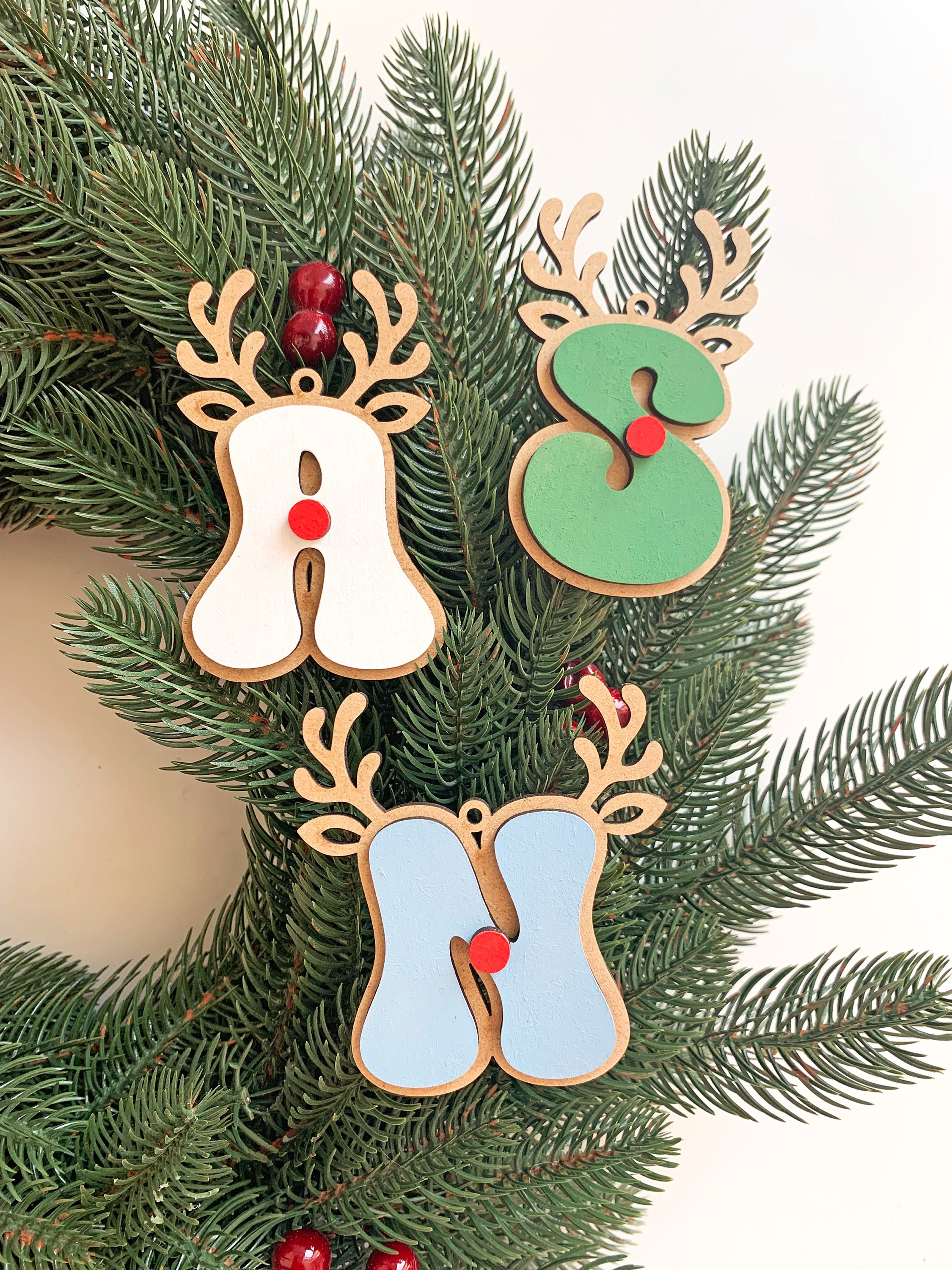 Christmas Reindeer Alphabet Ornament SVG, Christmas Deer Initial Tag ...