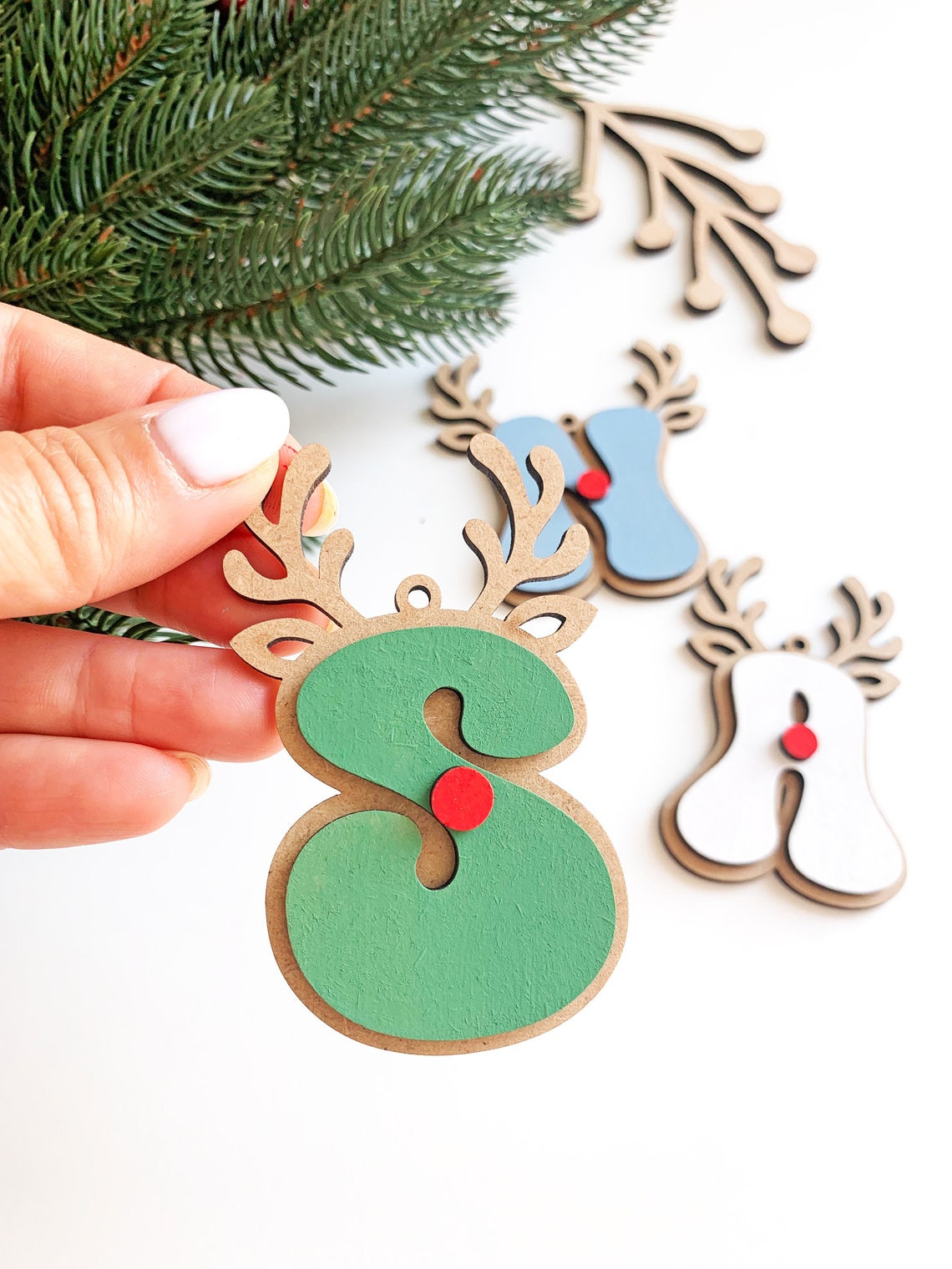 Christmas Reindeer Alphabet Ornament SVG, Christmas Deer Initial Tag ...