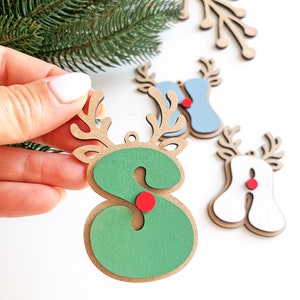 Christmas Reindeer Alphabet Ornament SVG, Christmas Deer Initial Tag ...