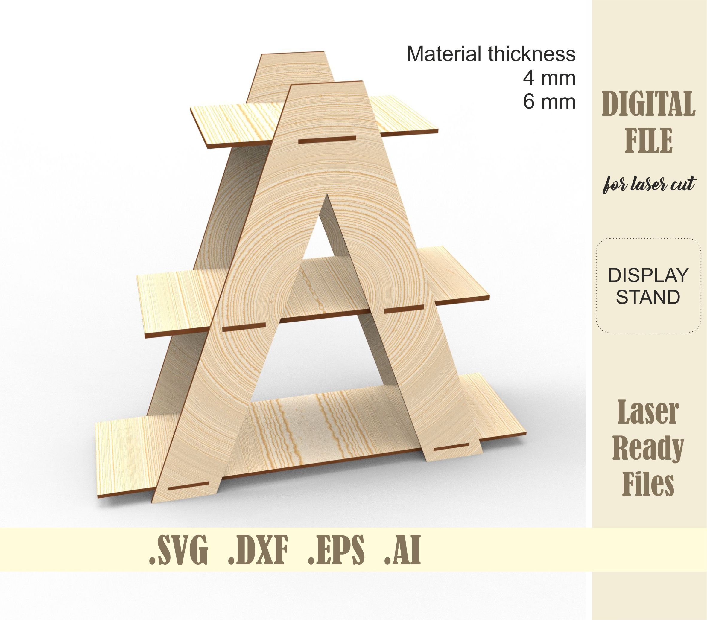 3 Tiered Display Stand SVG, Portable Store Display Laser Cut File ...