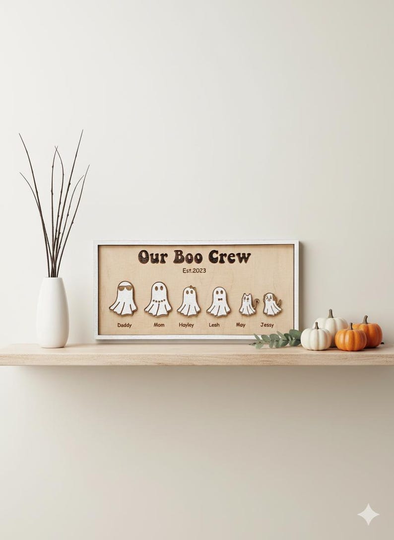 Our Boo Crew Sign SVG, Halloween Ghost Family Sign, Personalized Laser ...