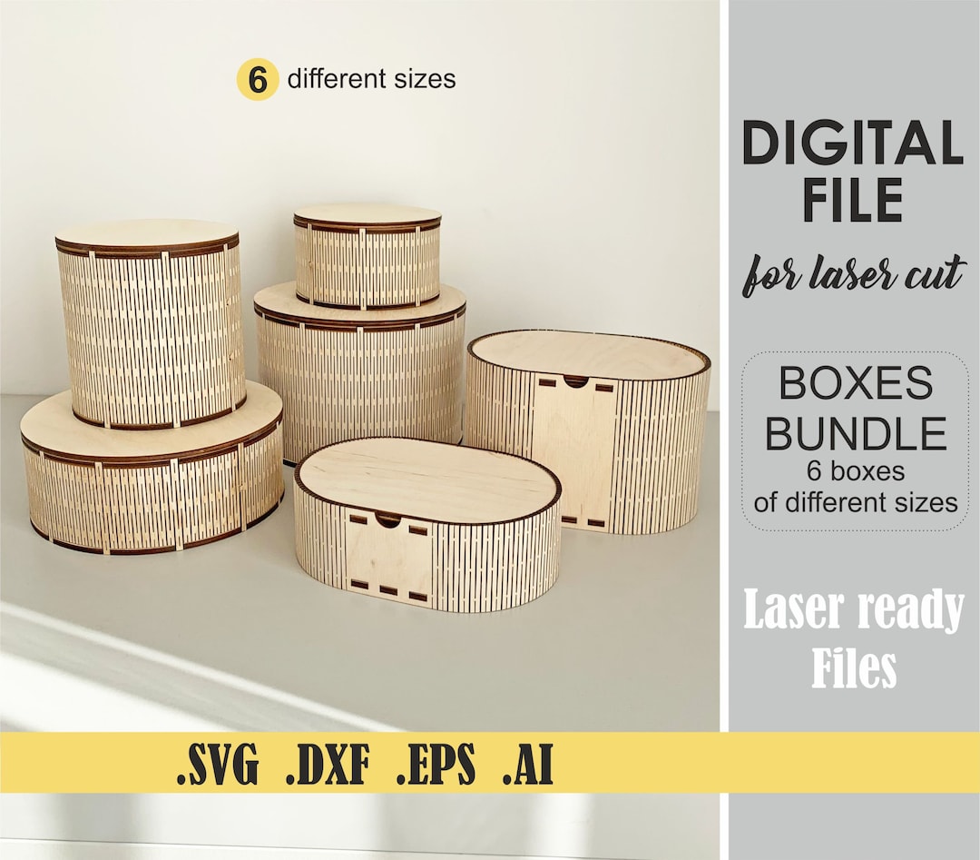 Boxes Bundle 6 Different Sizes Flexible Vector Files SVG, DXF, DWG, Ai ...