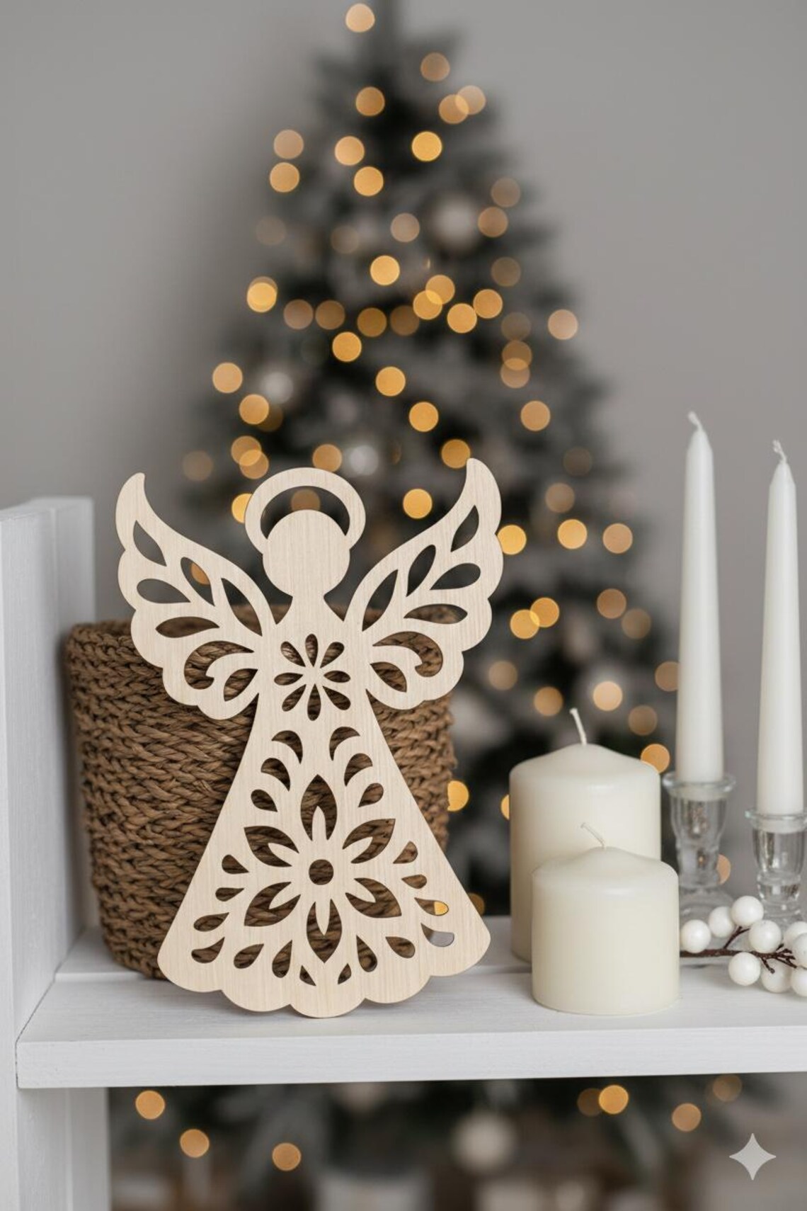 Filigree Christmas Angel SVG Bundle, 12 Lace Ornaments Laser Cut Files ...