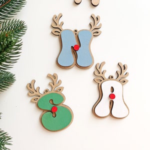 Christmas Reindeer Alphabet Ornament SVG, Christmas Deer Initial Tag ...