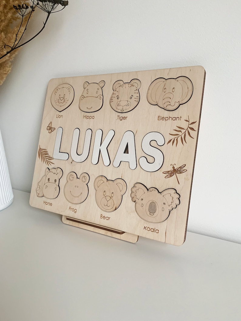 Laser Cut File Animals Baby Name Puzzle SVG, Glowforge, Digital ...