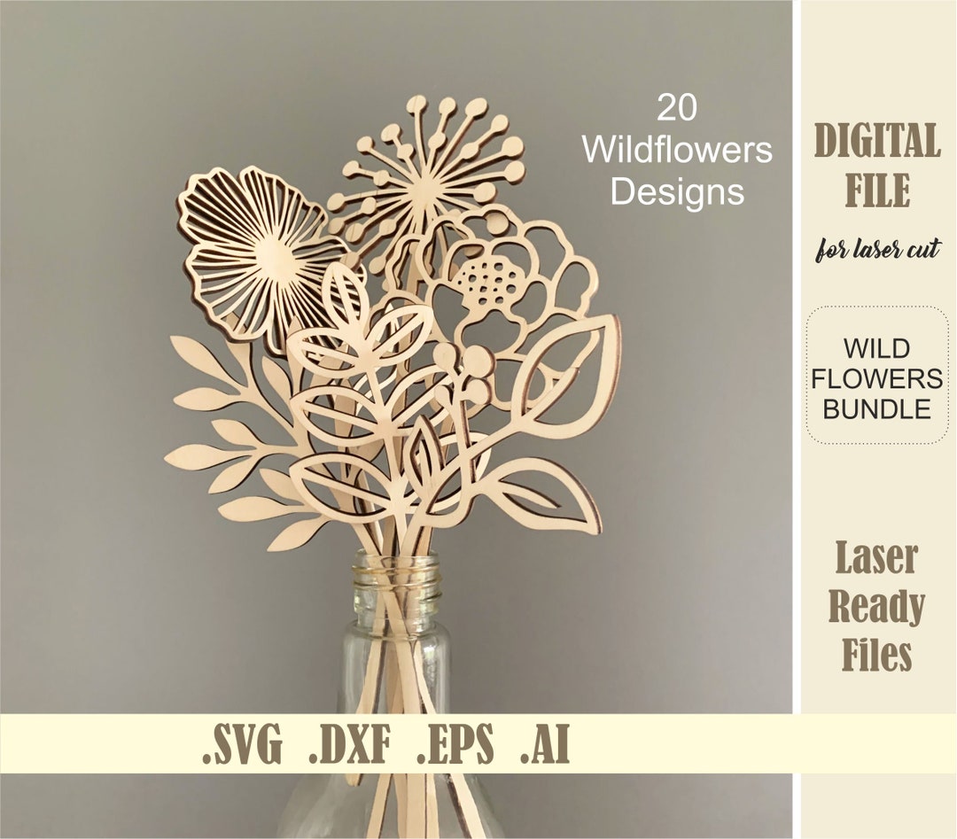 Wildflowers SVG Bundle, Laser Cut Glowforge Cricut Digital Download ...