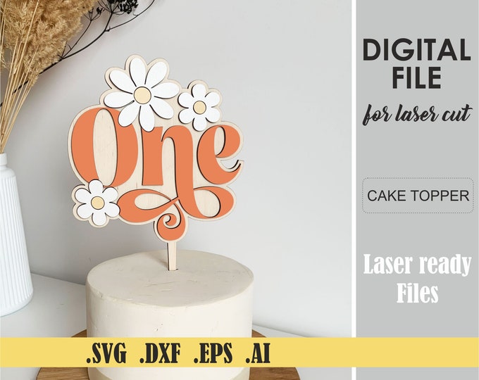 Daisy Cake Topper, Flower One Cake Topper, Daisy 1st Birthday Party ...