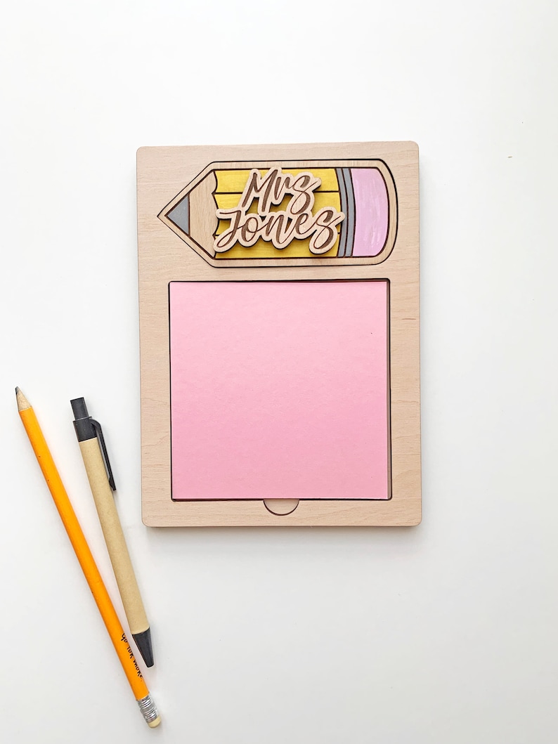 Teacher Appreciation Sticky Note Holder SVG, Pencil Desk Organizer ...