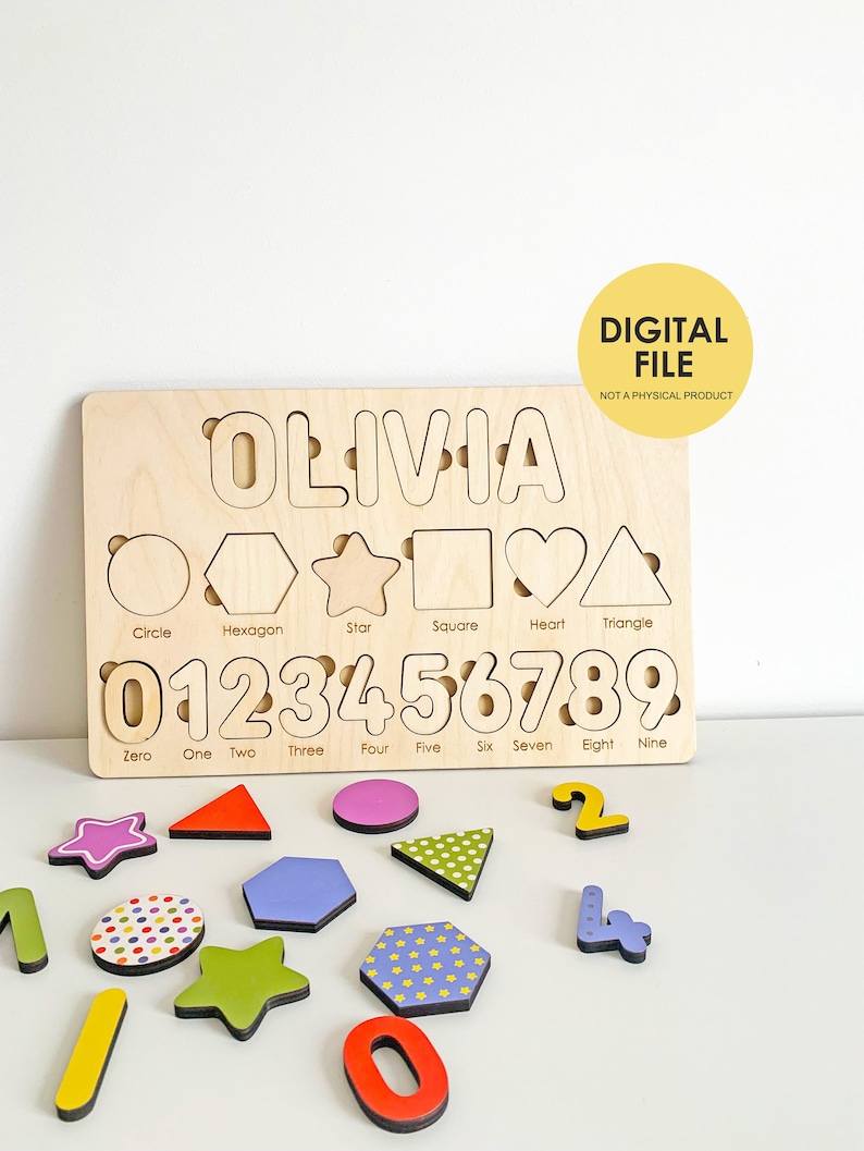 Digital Cut Files, Name Numbers Shapes Puzzle Laser Cut Files SVG, DXF ...