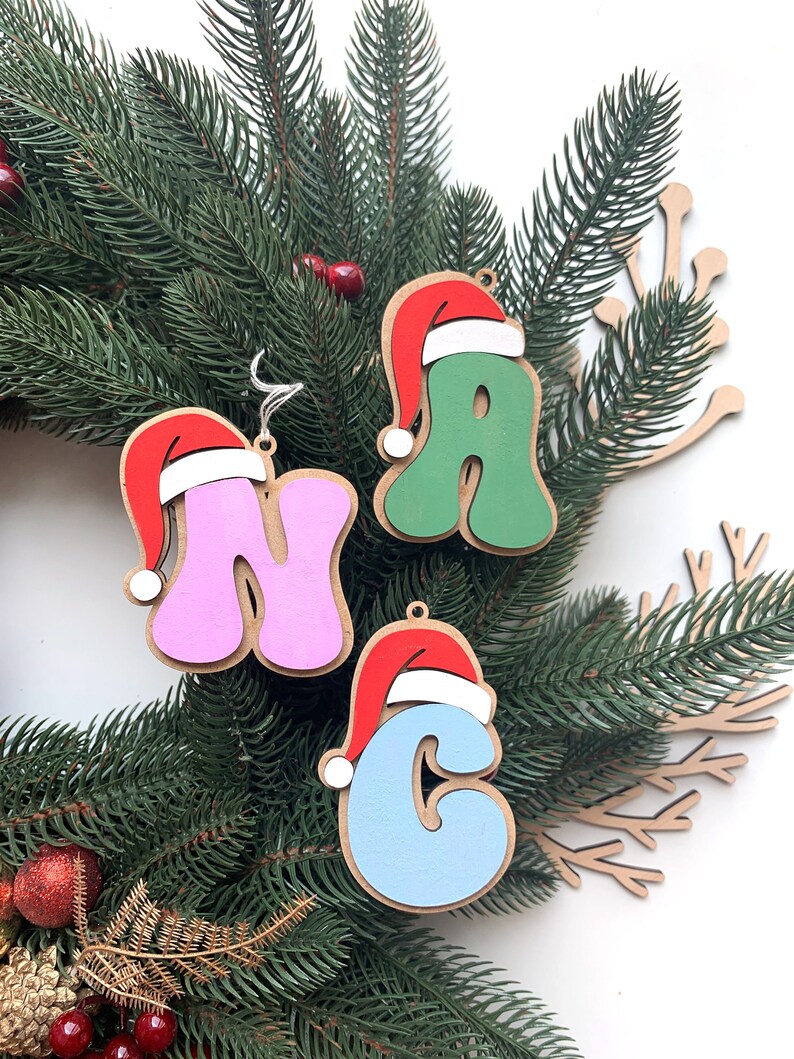 Christmas Alphabet Ornament SVG, Christmas Initial Tag, Christmas ...