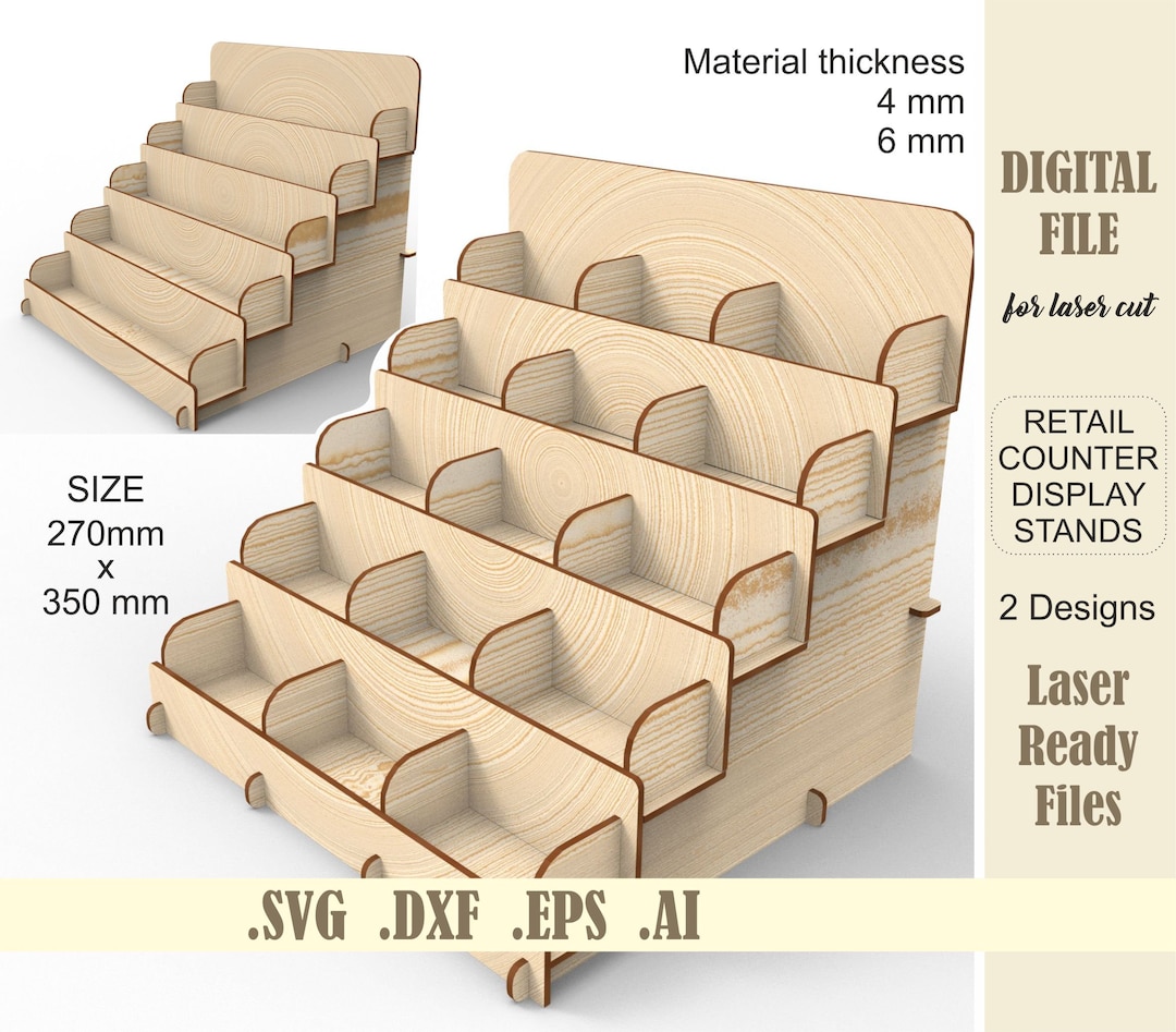 Retail Counter Display Stand SVG, Portable Store Display Laser Cut File ...