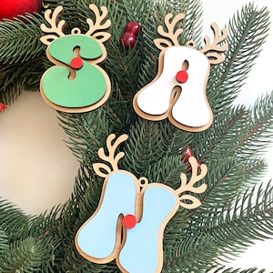 Christmas Reindeer Alphabet Ornament SVG, Christmas Deer Initial Tag ...