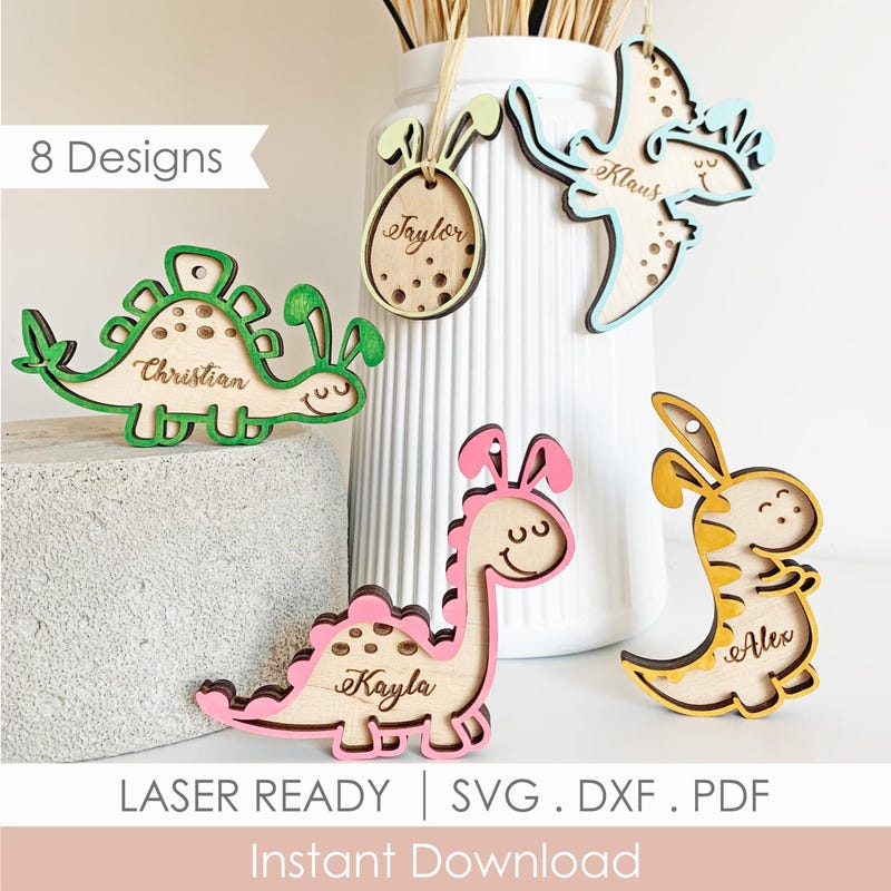 Dino Name Tag Laser Cut - Etsy