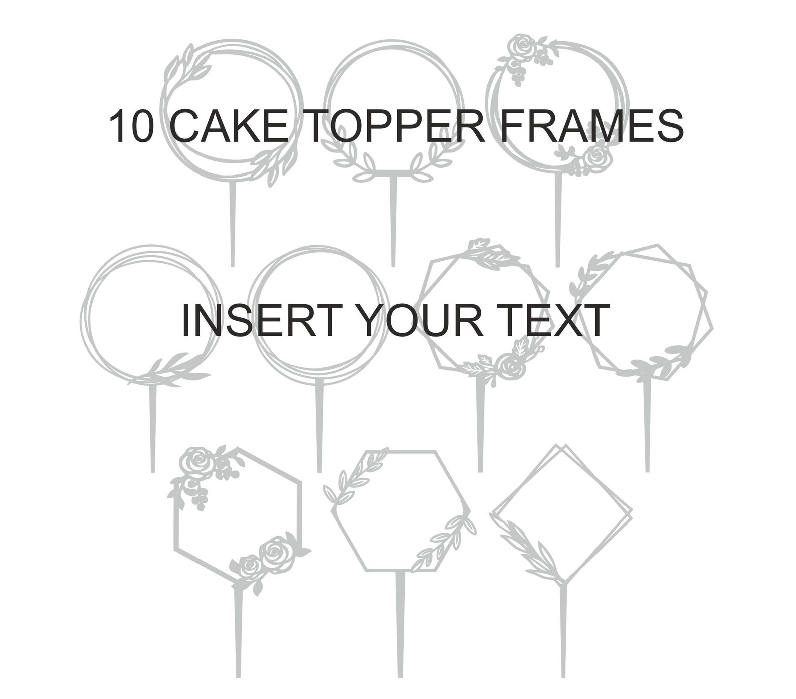 Cake Topper Frames SVG, Wedding Cake Topper Laser Cut Files, Circle ...
