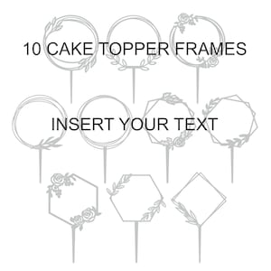 Cake Topper Frames SVG, Wedding Cake Topper Laser Cut Files, Circle ...