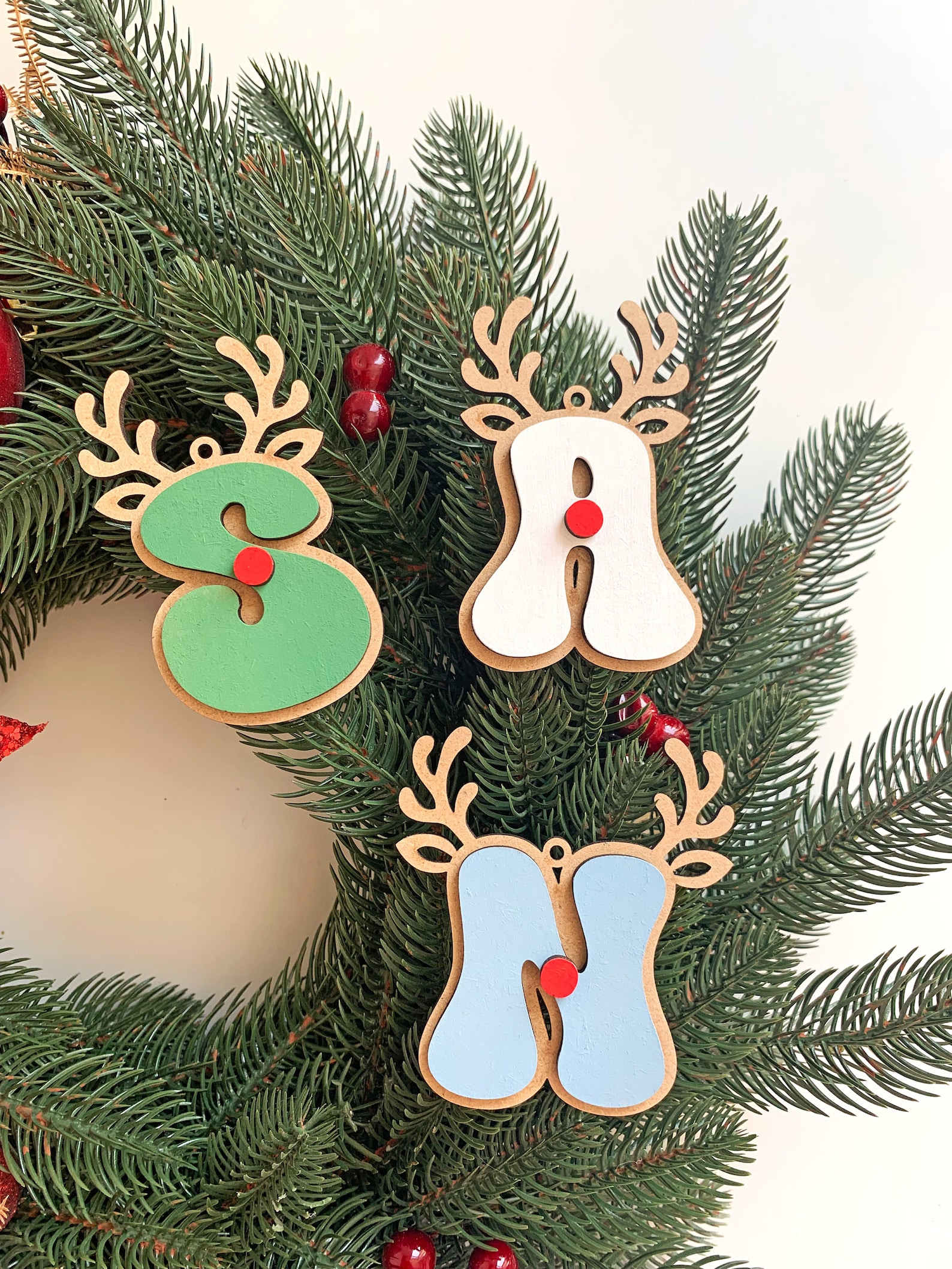 Christmas Reindeer Alphabet Ornament SVG, Christmas Deer Initial Tag ...