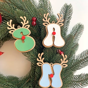 Christmas Reindeer Alphabet Ornament SVG, Christmas Deer Initial Tag ...