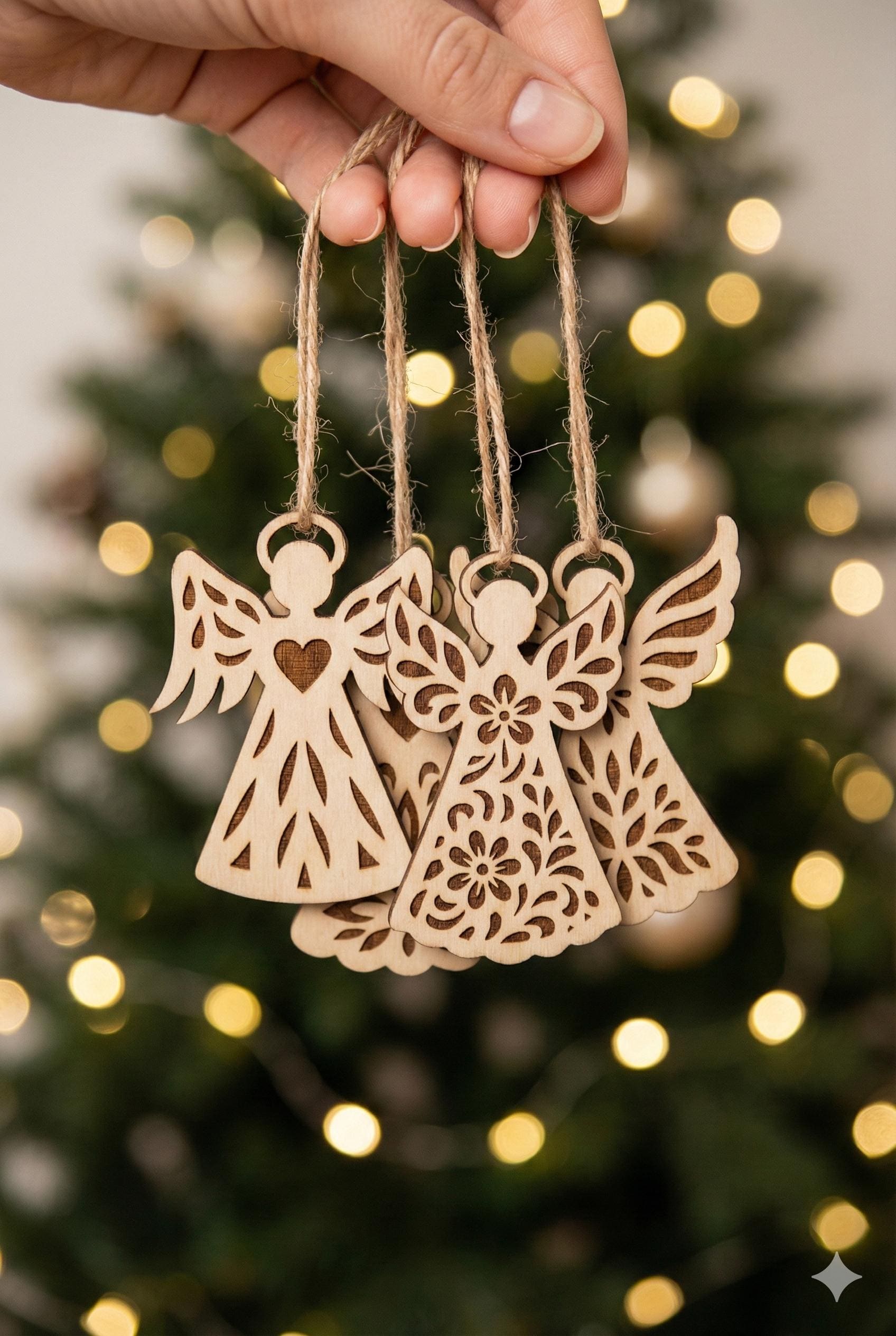 Filigree Christmas Angel SVG Bundle, 12 Lace Ornaments Laser Cut Files ...