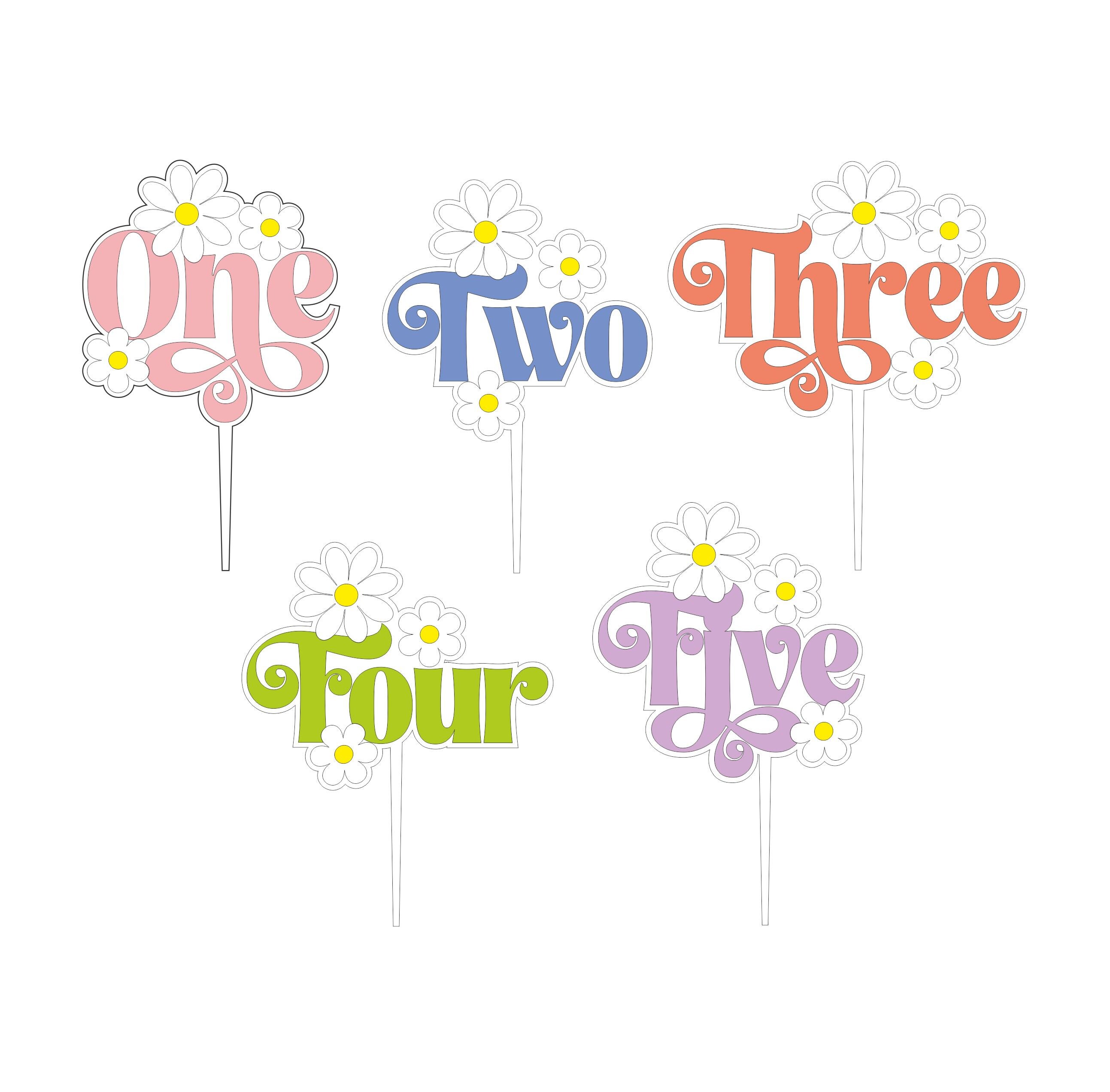 Laser Cut Files Groovy Cake Toppers Daisy First Birthday SVG, DXF, DWG ...