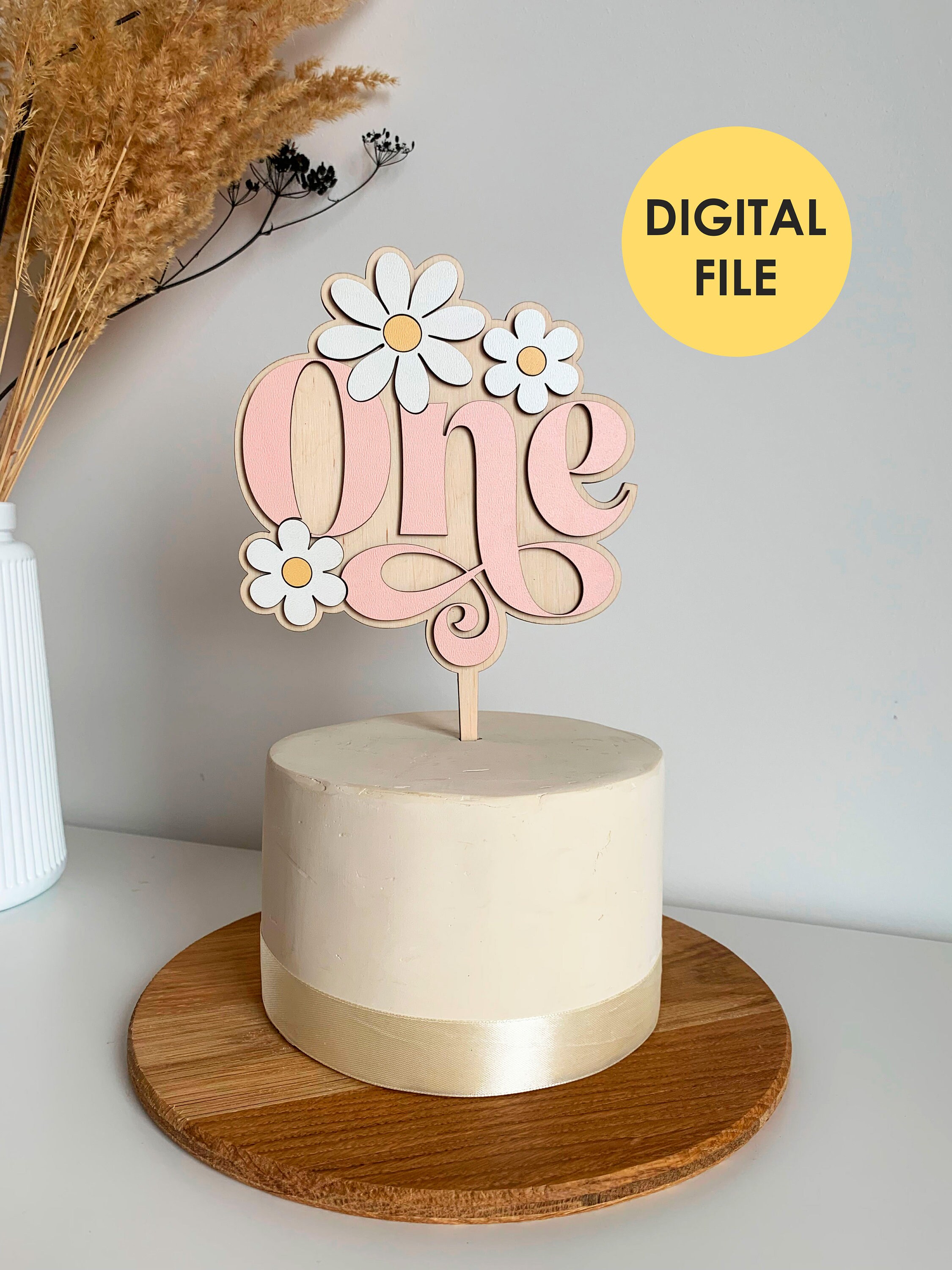 Laser Cut Files Groovy One Cake Topper Daisy First Birthday SVG, DXF ...