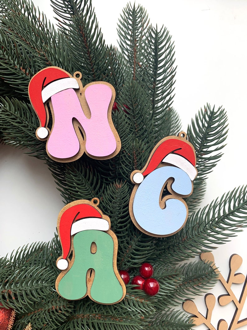 Christmas Alphabet Ornament SVG, Christmas Initial Tag, Christmas ...