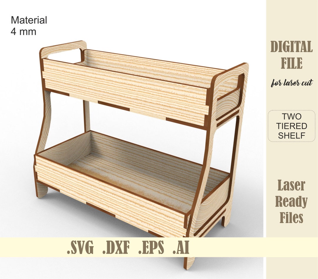 Two Tiered Shelf Stand Display SVG, Laser Cut File, Tiered Tray Shelf ...
