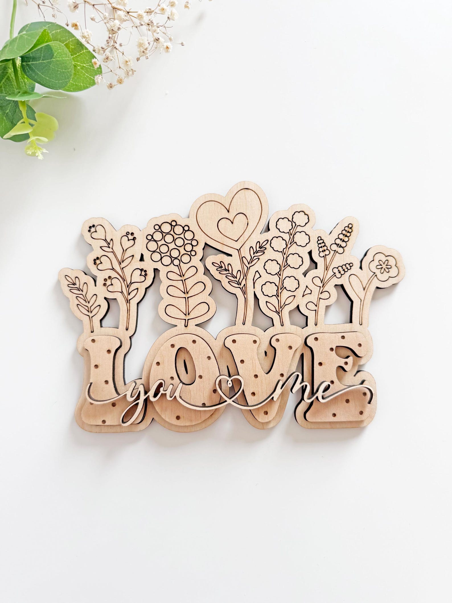 Flower Love Sign SVG, Valentines Day Floral Layered Laser Cut File, You ...