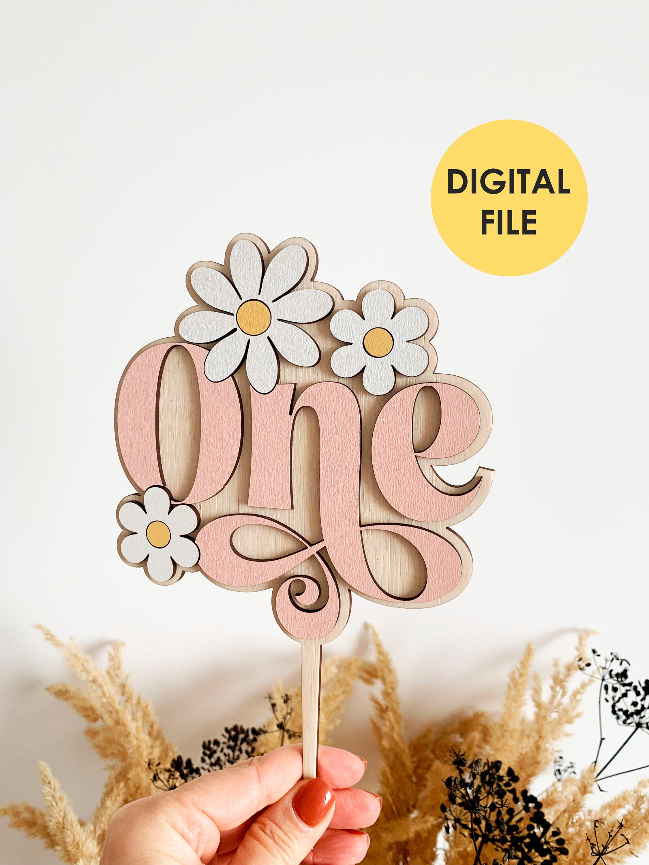 Laser Cut Files Groovy Cake Toppers Daisy First Birthday SVG, DXF, DWG ...