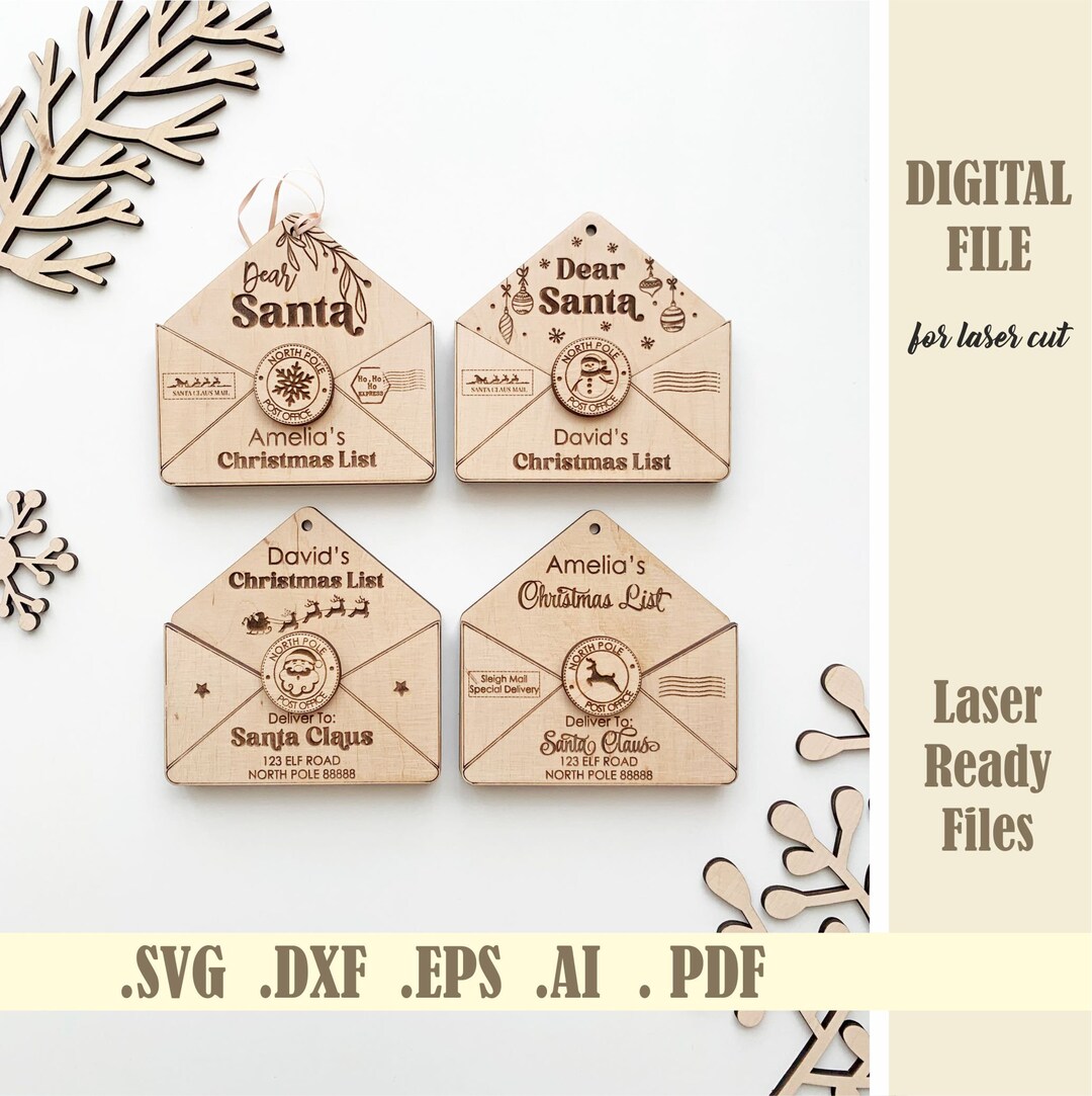 Letter to Santa Envelope Bundle SVG, Dear Santa Christmas Ornaments ...