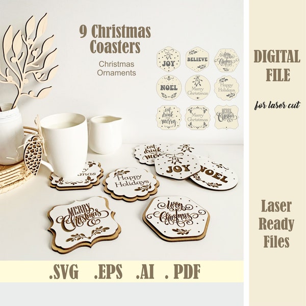 Christmas Coasters Svg - Etsy