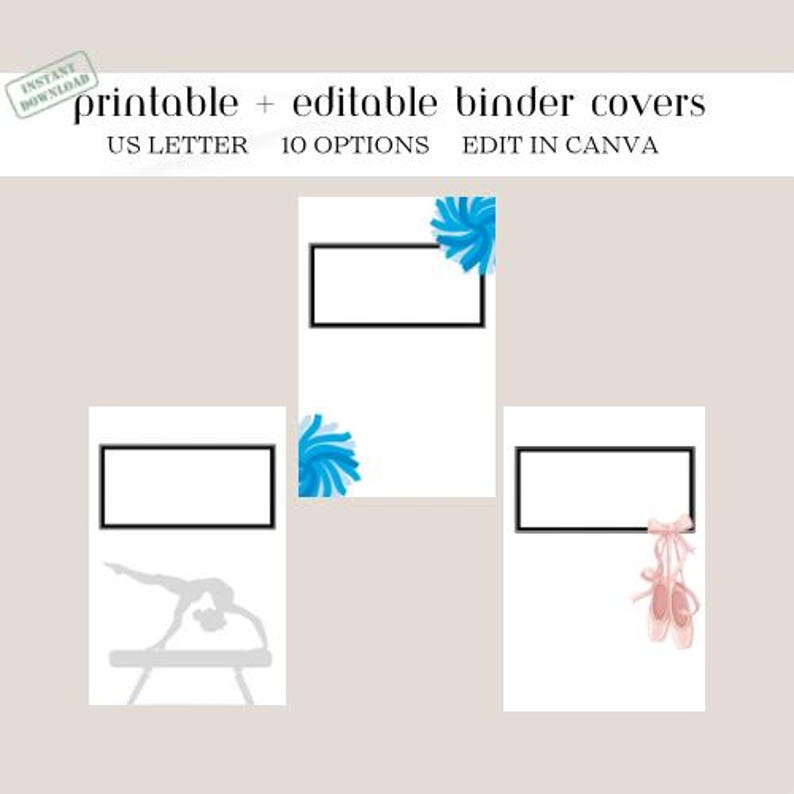 Girl Sports Printable Editable Binder Covers L Set of 10 | Ballet ...