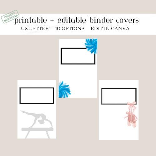 Girl Sports Printable Editable Binder Covers L Set of 10 | Ballet ...